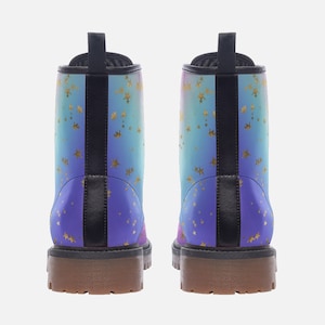 Purple Pink Pastel Stars Boots, Pastel Rainbow Vegan Leather Combat ...