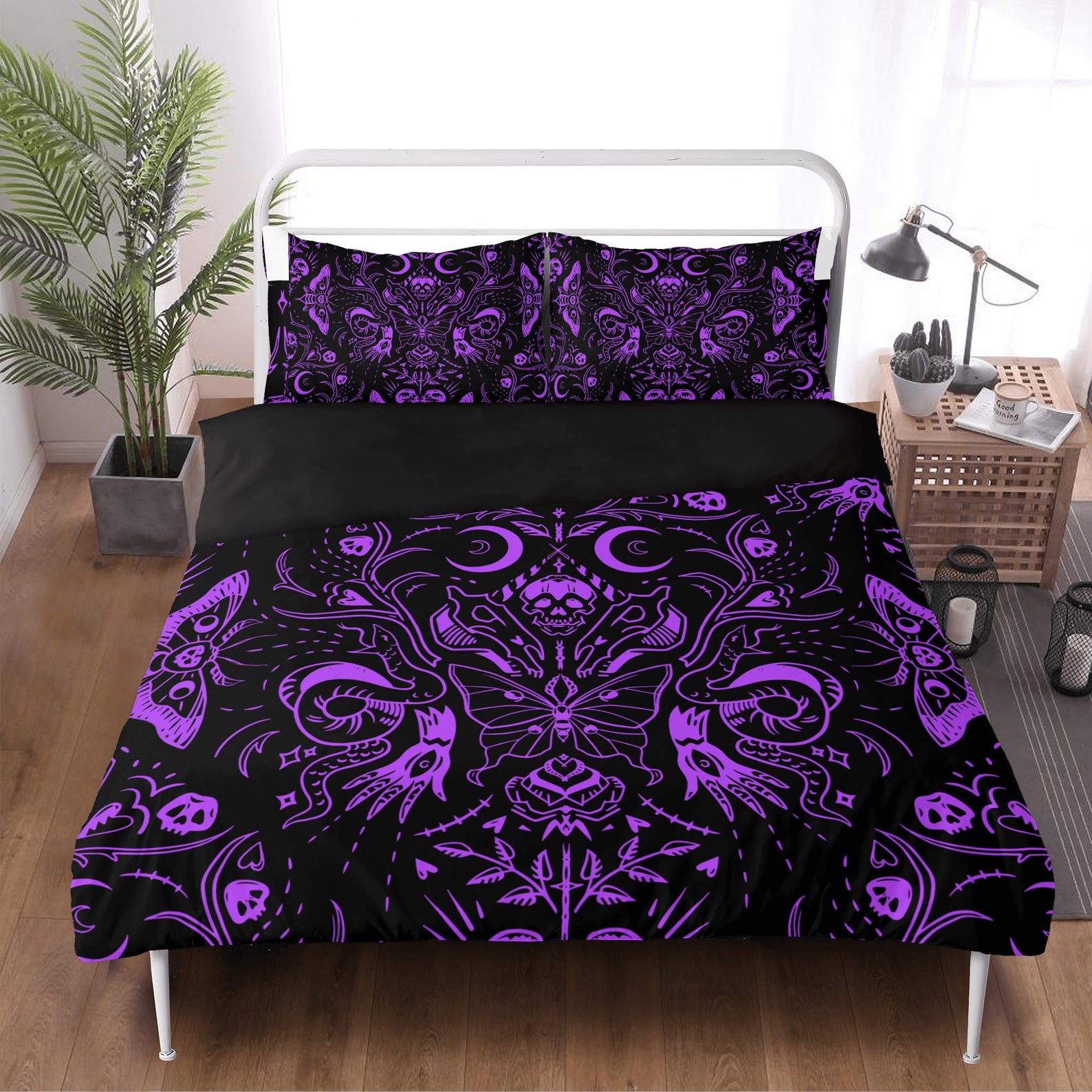 Whimsigoth 3 Piece Bedding Set Witchcore Decor Purple Black Gothic ...