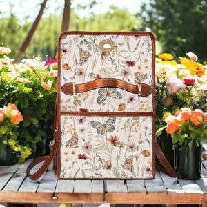 Cottagecore Butterflies Wildflowers Canvas Satchel Bag and Wallet Set ...