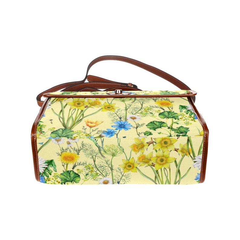 Cottagecore Boho Yellow Daffodils Satchel Bag, Boho Floral Yellow Blue ...