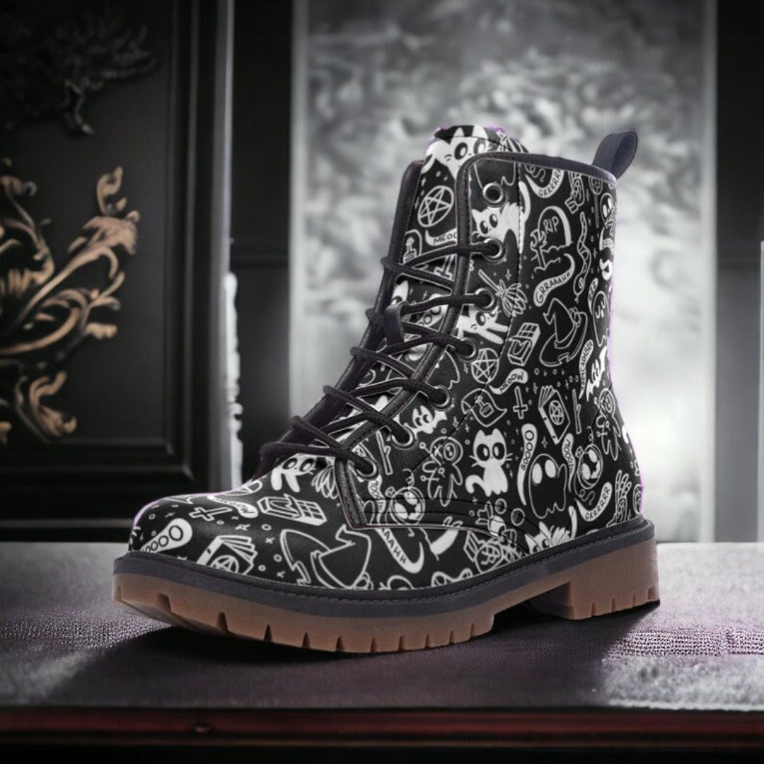 Cute Goth Vegan Combat Boots Spooky Cute, Witchcore Creepy Cute Boots ...