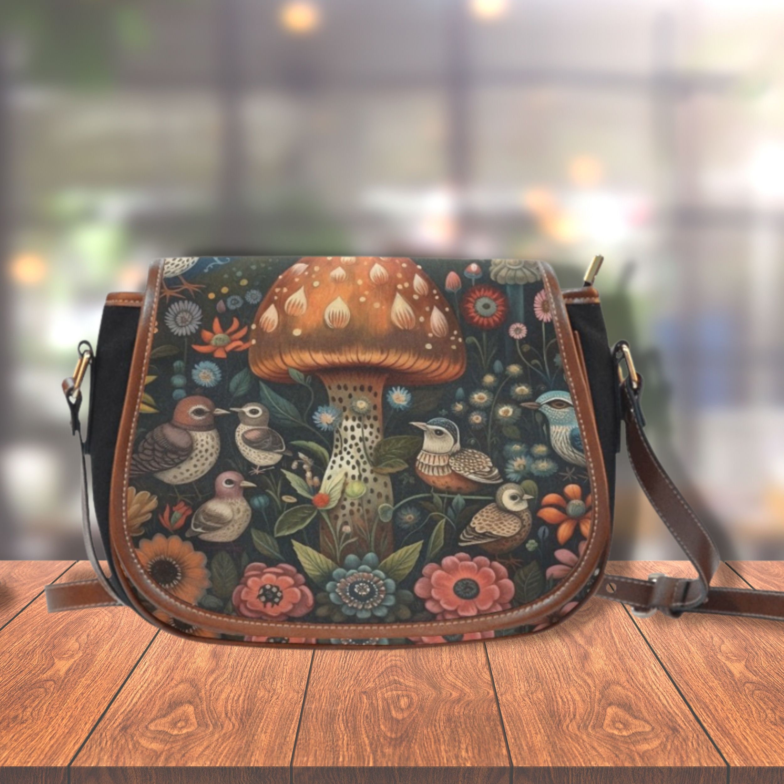 Mushroom Purse, Cottagecore Mushroom Saddle Bag Cross-body Purse ...