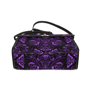 Dark Cottage Goth Skulls Moths Witchy Satchel Handbag, Vegan Canvas ...