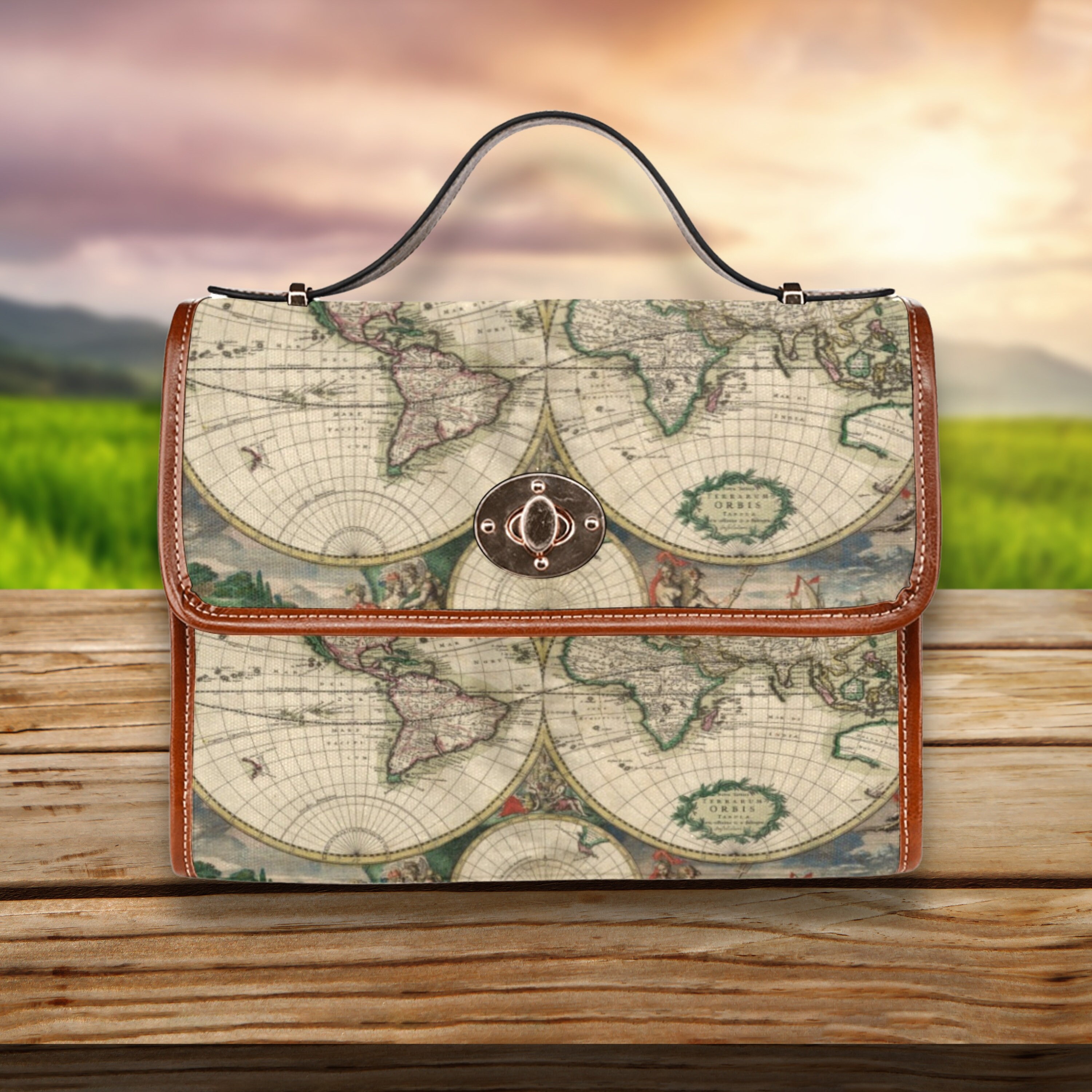 Cottagecore Vintage Maps Boho Canvas Satchel Bag Light - Etsy