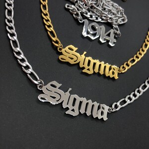 Sigma Necklace – Fraternity Gift, Sigma Chain, 1914 Chain, Greek Letter Necklace, Sigma Jewelry ...