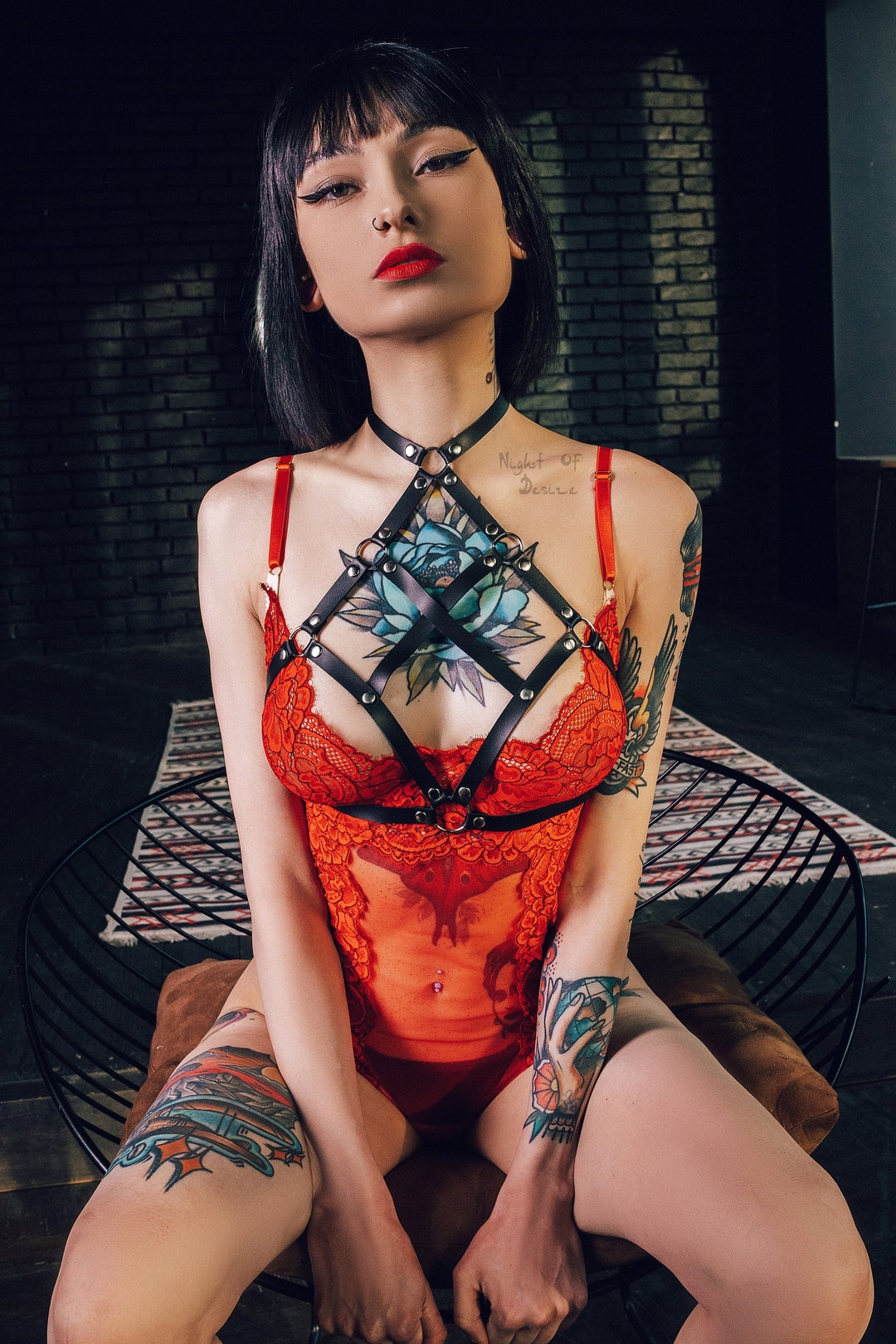 Geometric Leather Harness Bra Bondage Cage Plus Size Chest Cage Top Waist Belt BDSM Strappy Body ...