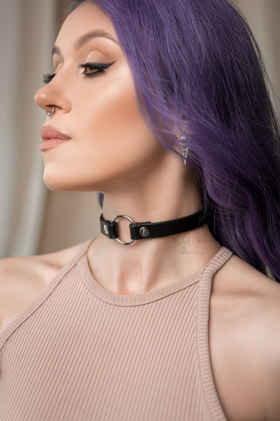 Premium Leather Collar O Ring, Choker for Bdsm Slave Play, Handmade Black O Ring Choker ...