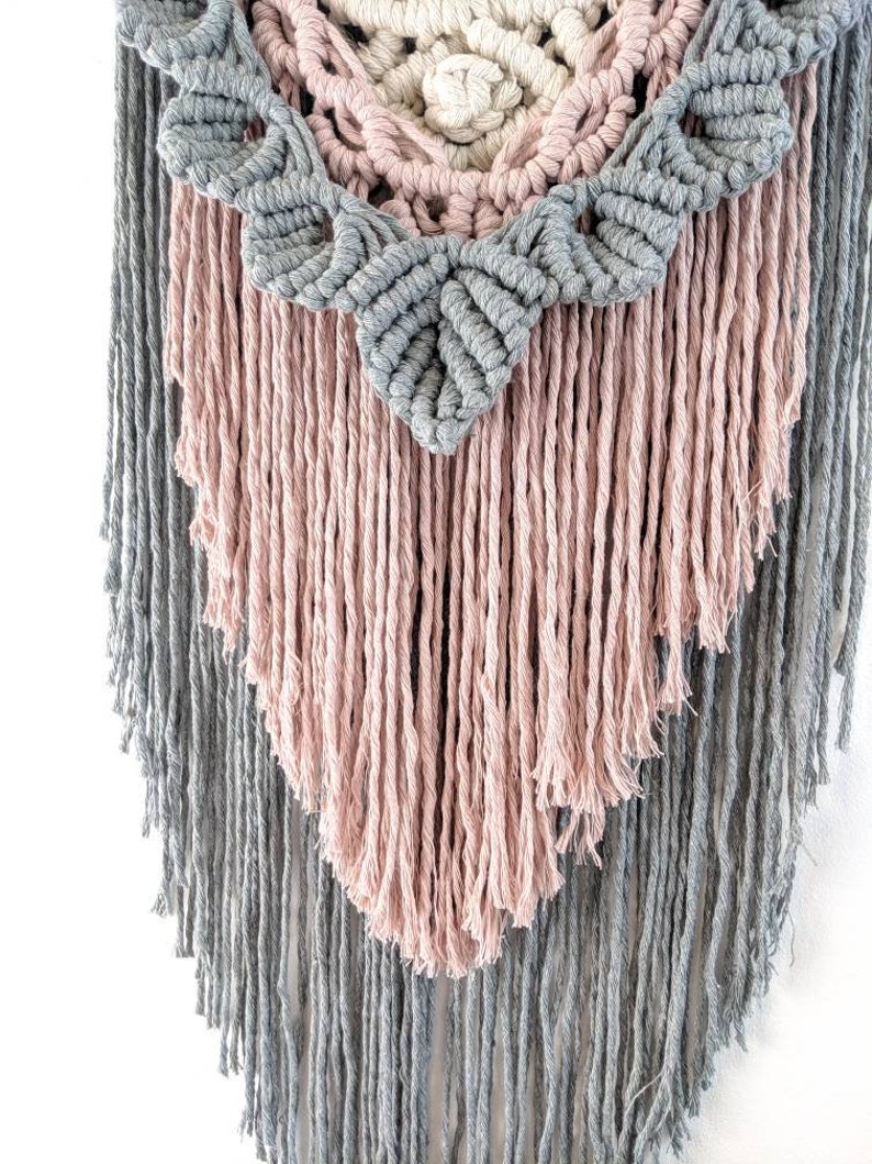 Macramé leaves Wall Hanging pink grey handmade macrame | Etsy