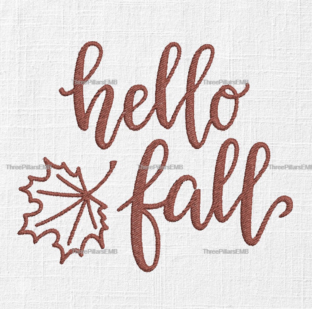 Hello Fall Seasonal Embroidery and Applique Design - Etsy