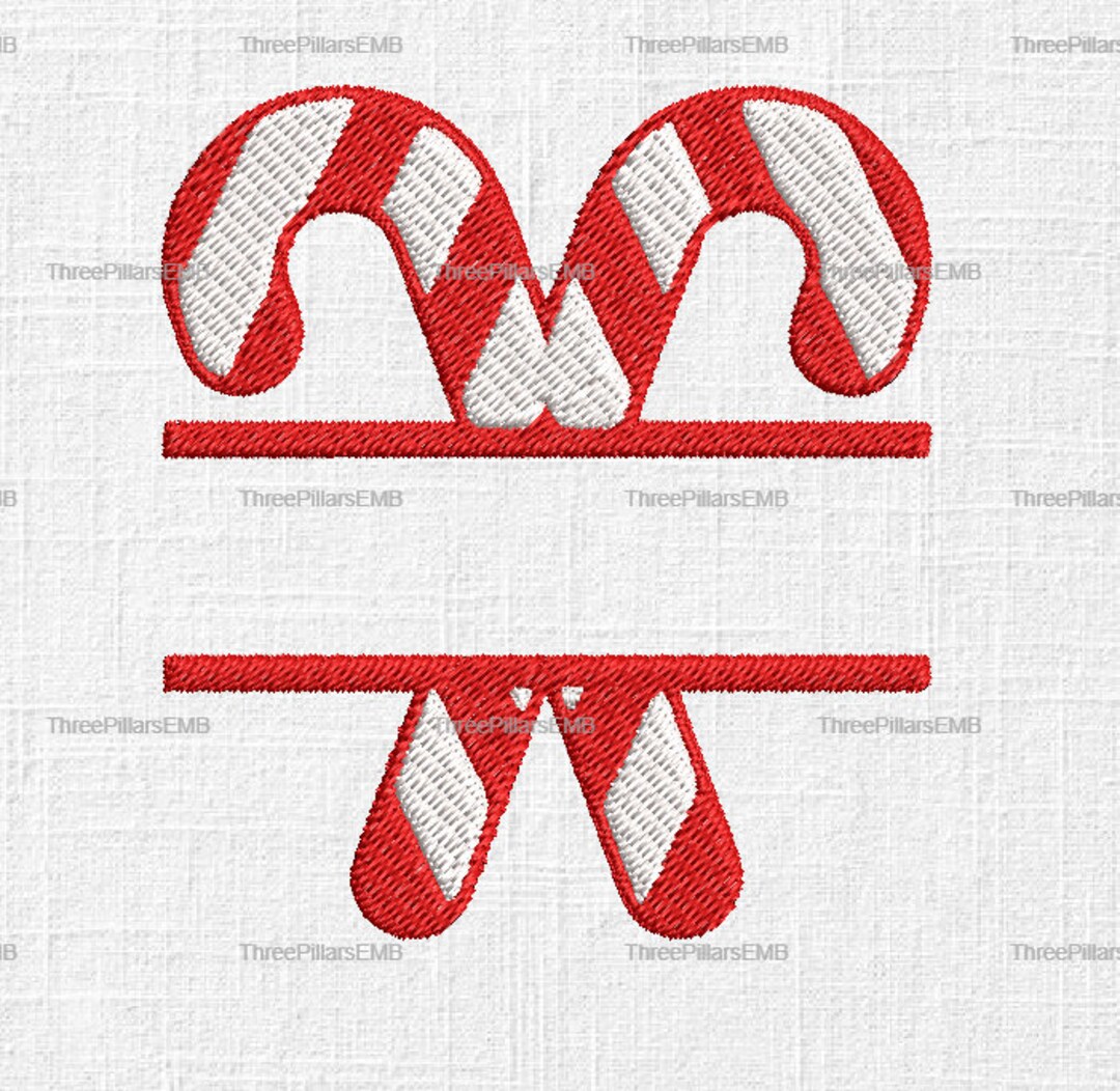 Candy Cane Split Level Monogram Embroidery Design - Etsy