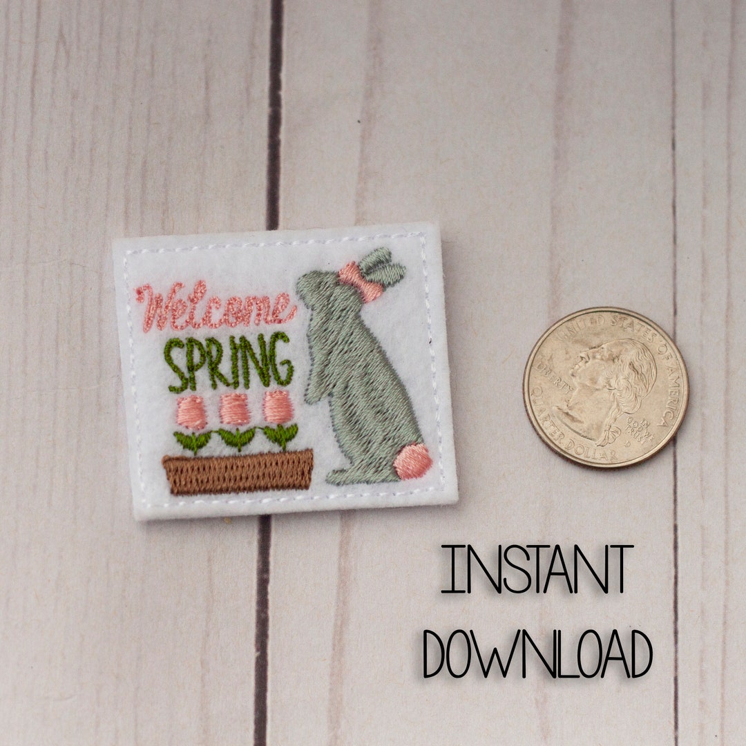 Welcome Spring Embroidery Design, Rabbit Machine Embroidery File, Hppy ...