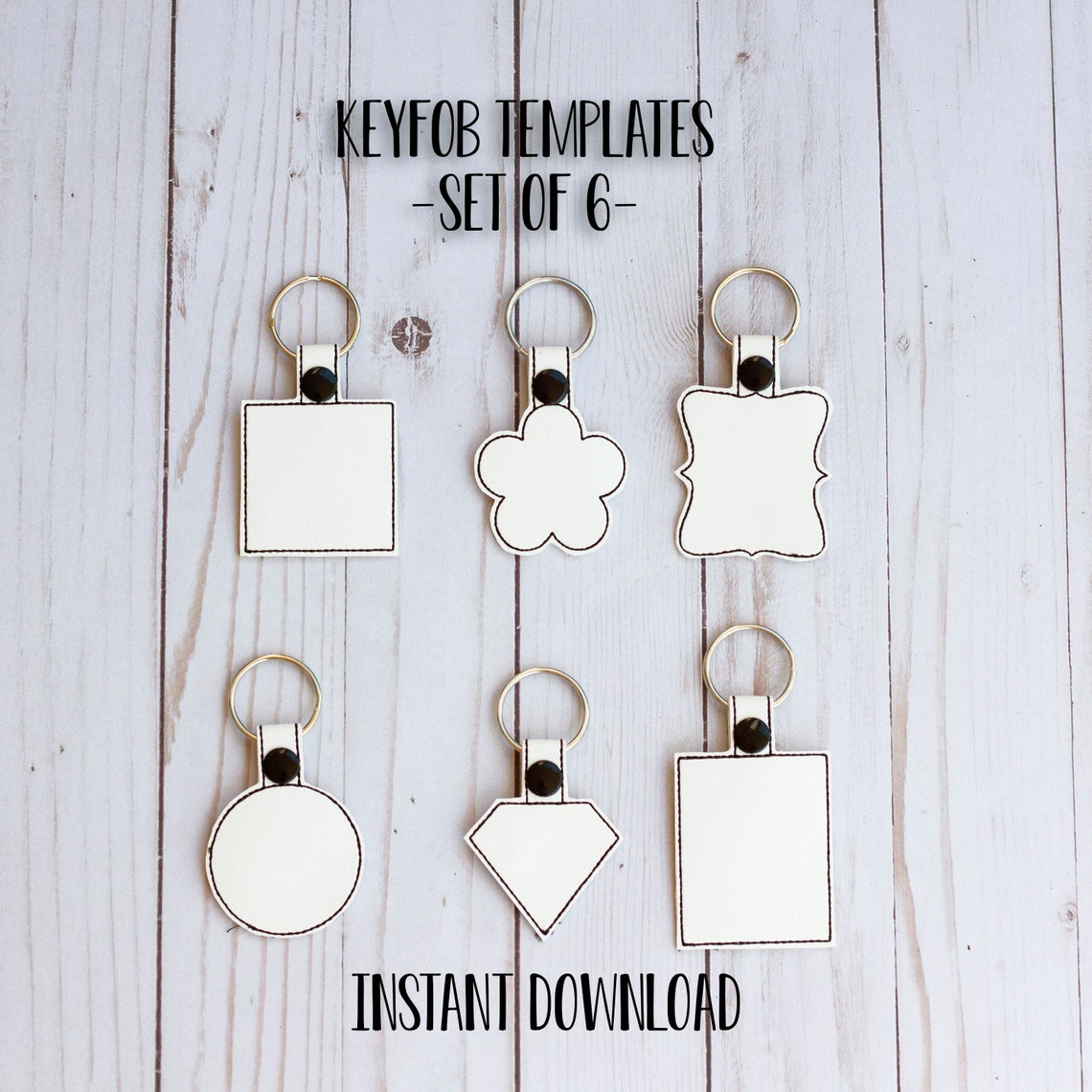 Blank Keyfob Embroidery Designs Set of SIX Templates for Snap | Etsy