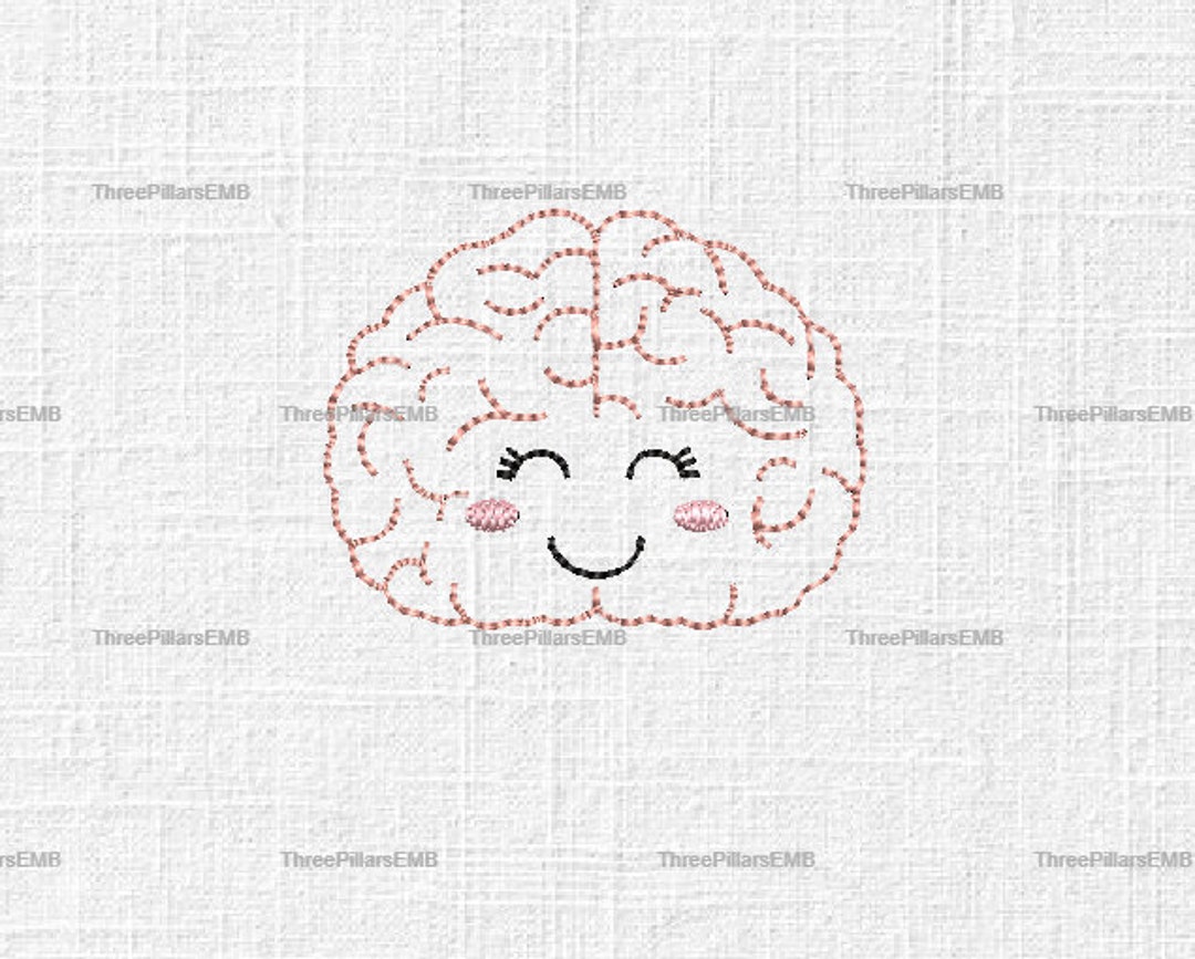 Kawaii Brain Embroidery Design - Design 2 - Etsy