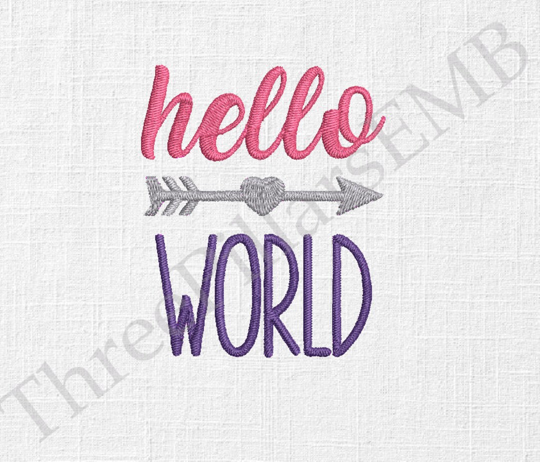 Hello World Newborn Baby Embroidery Design, Newborn Bib Embroidery ...