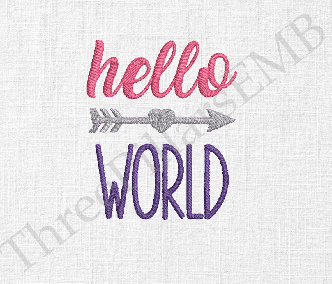 Hello World Newborn Baby Embroidery Design Newborn Bib - Etsy