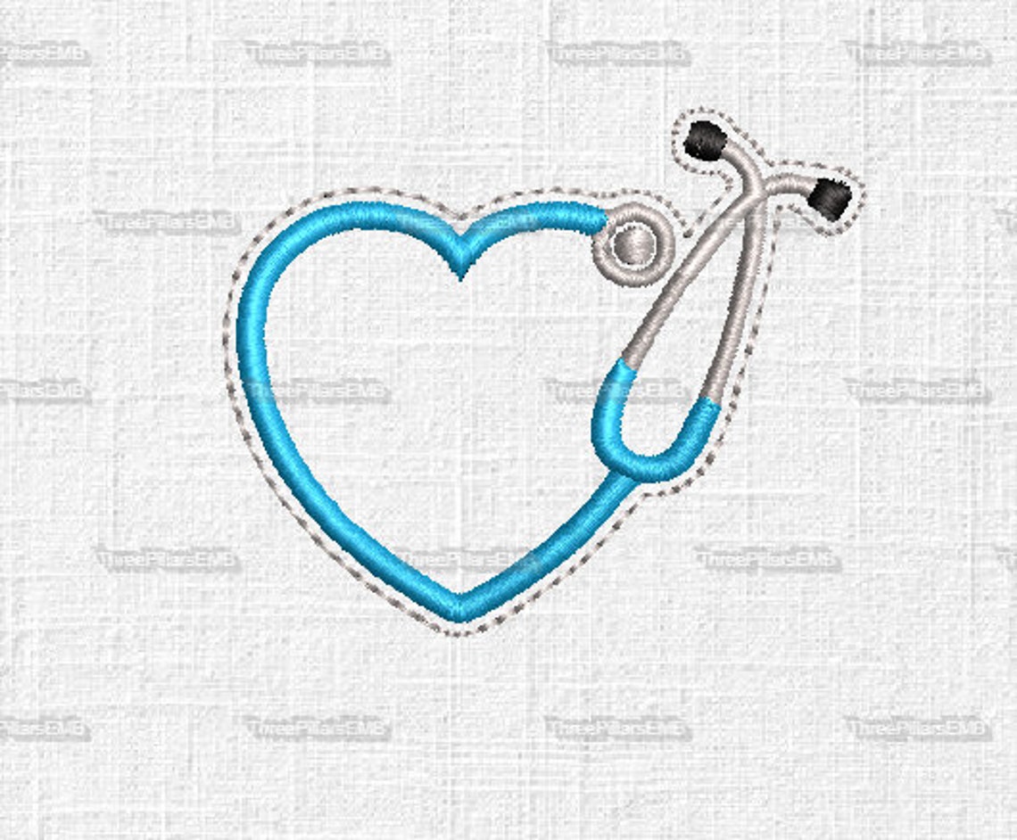 Stethoscope Monogram Badge Reel Embroidery Design - Etsy