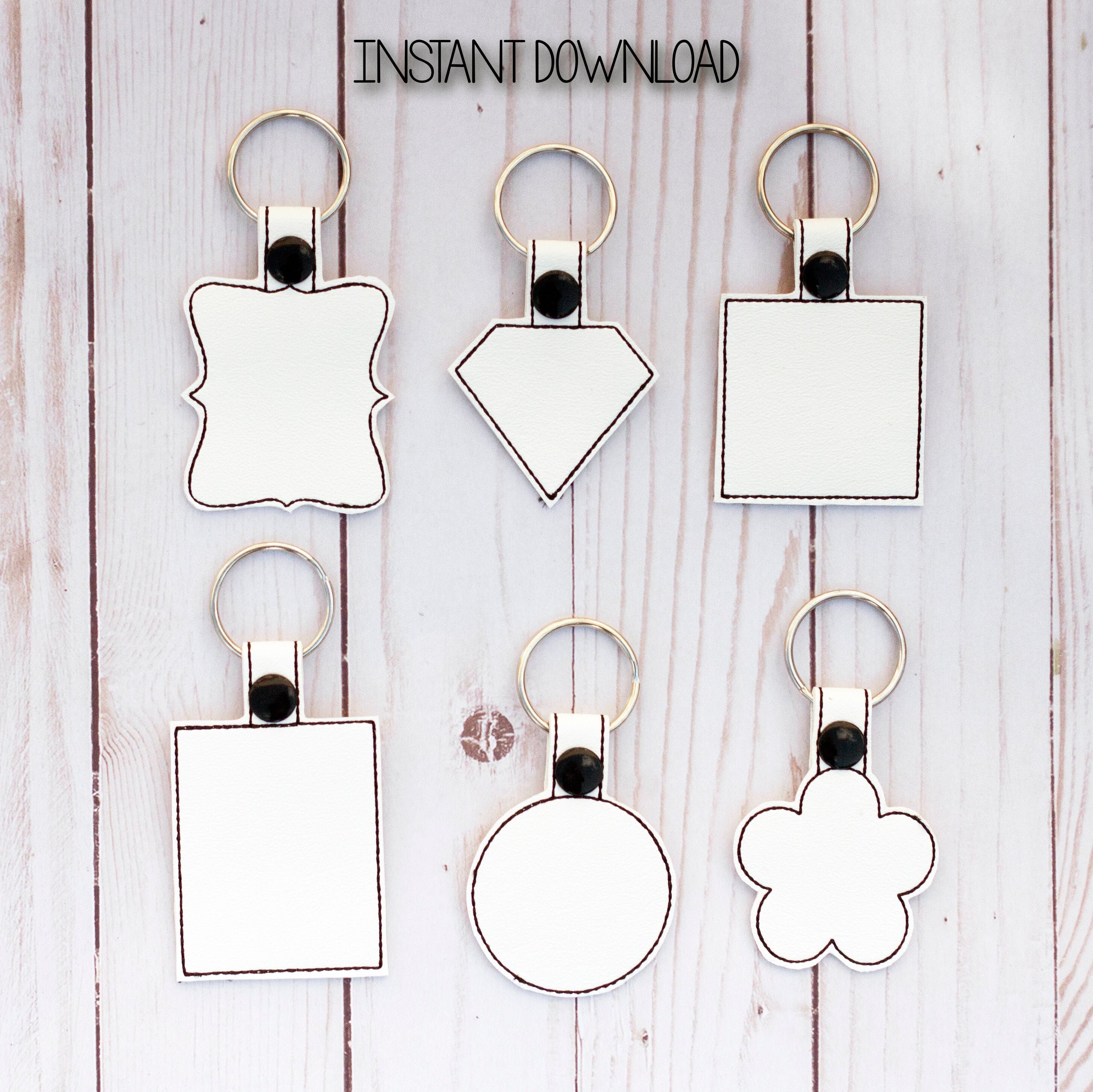 Blank Keyfob Embroidery Designs, Set of SIX Templates for Snap Tab ...