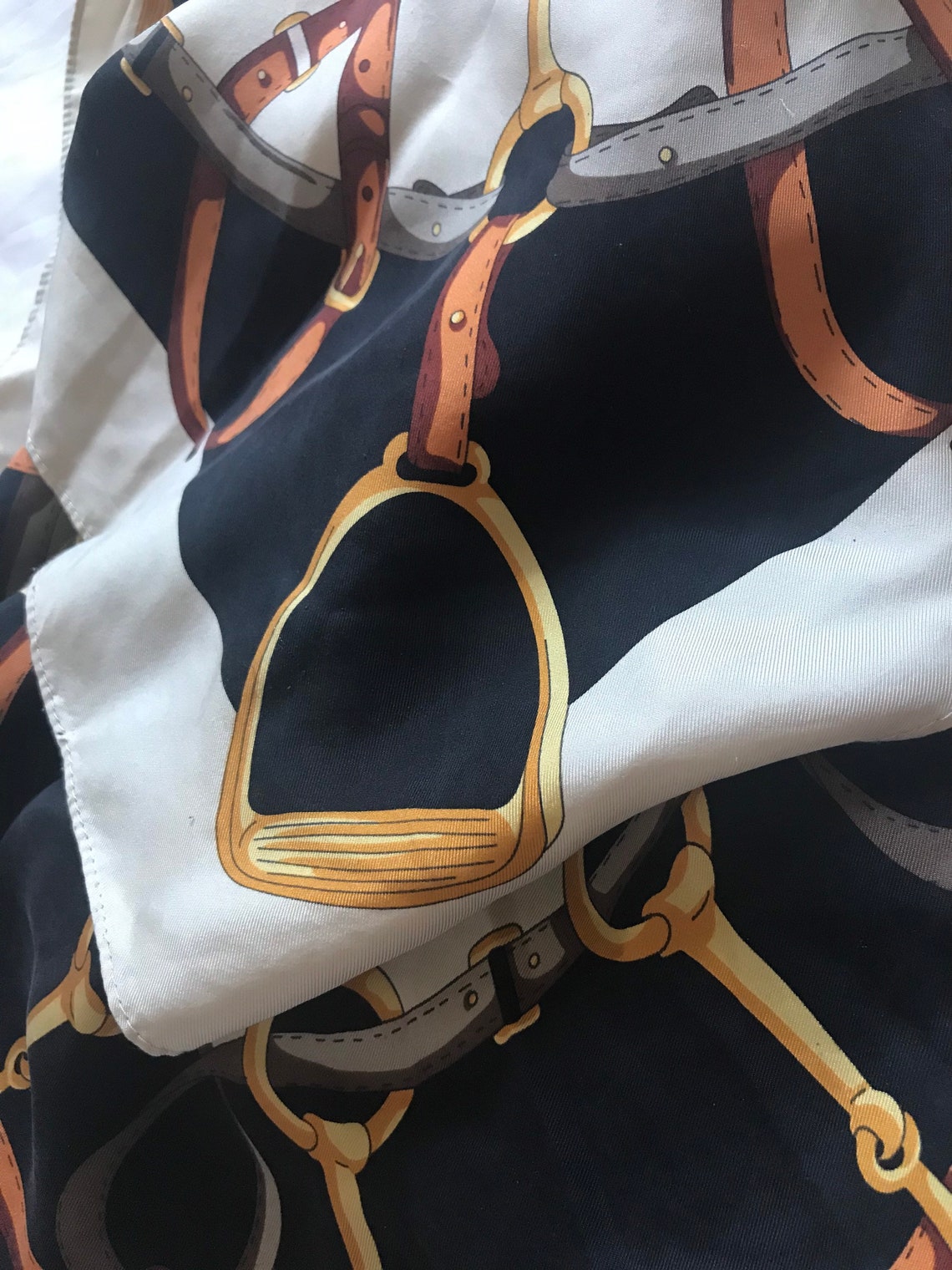 Vintage Horsebit Equestrian Silk Scarf - Etsy