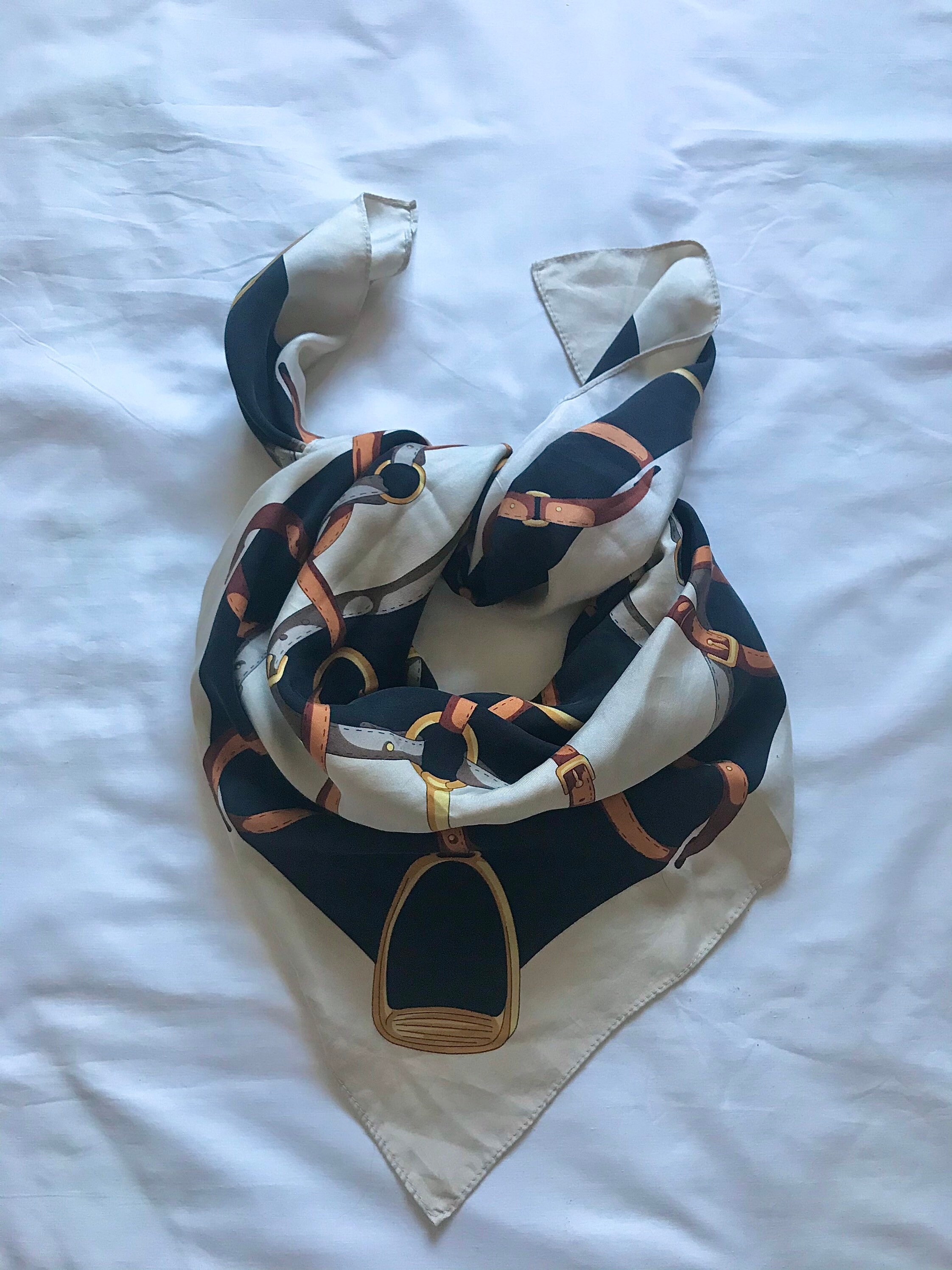 Vintage Horsebit Equestrian Silk Scarf - Etsy