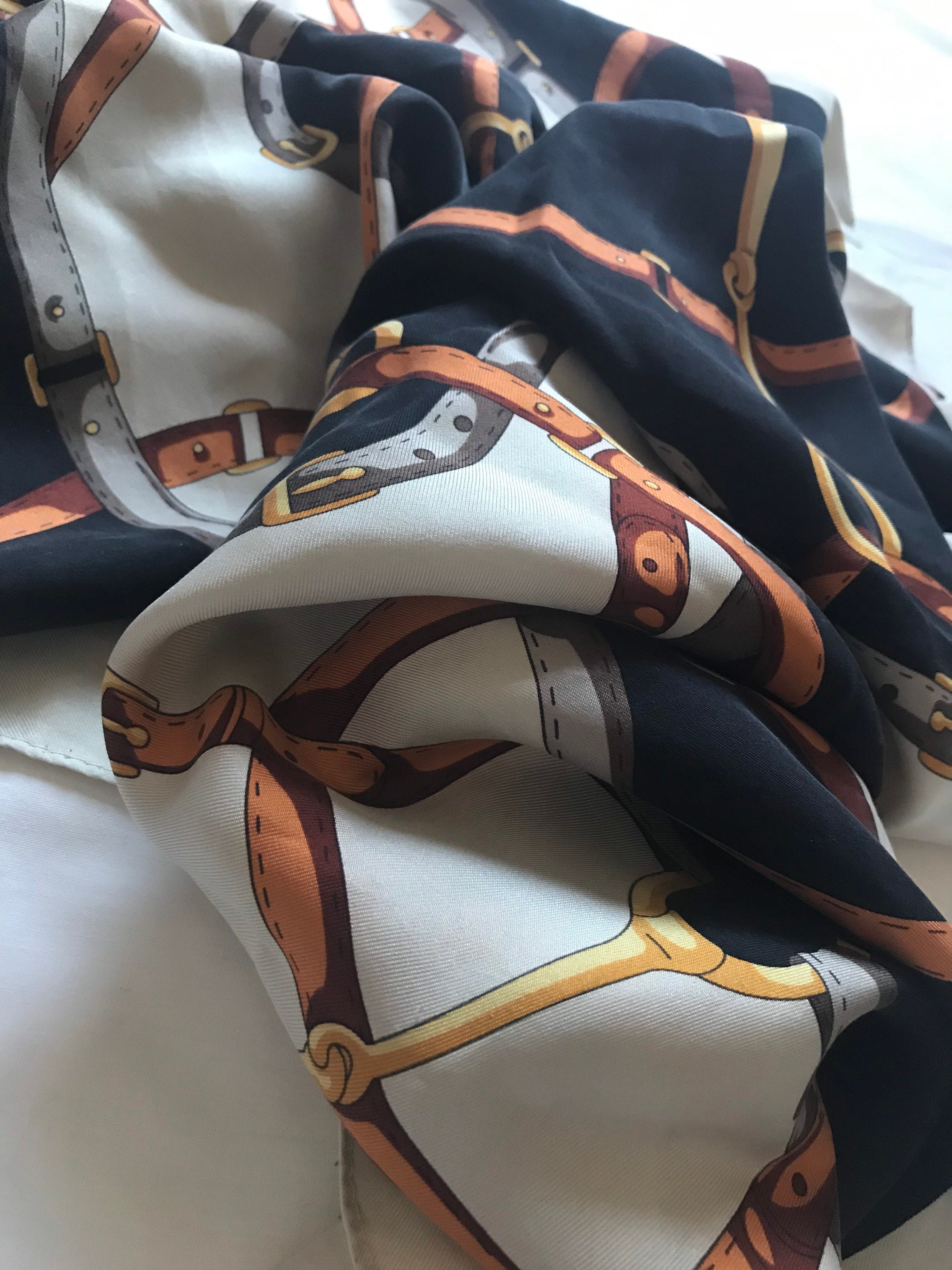 Vintage Horsebit Equestrian Silk Scarf - Etsy