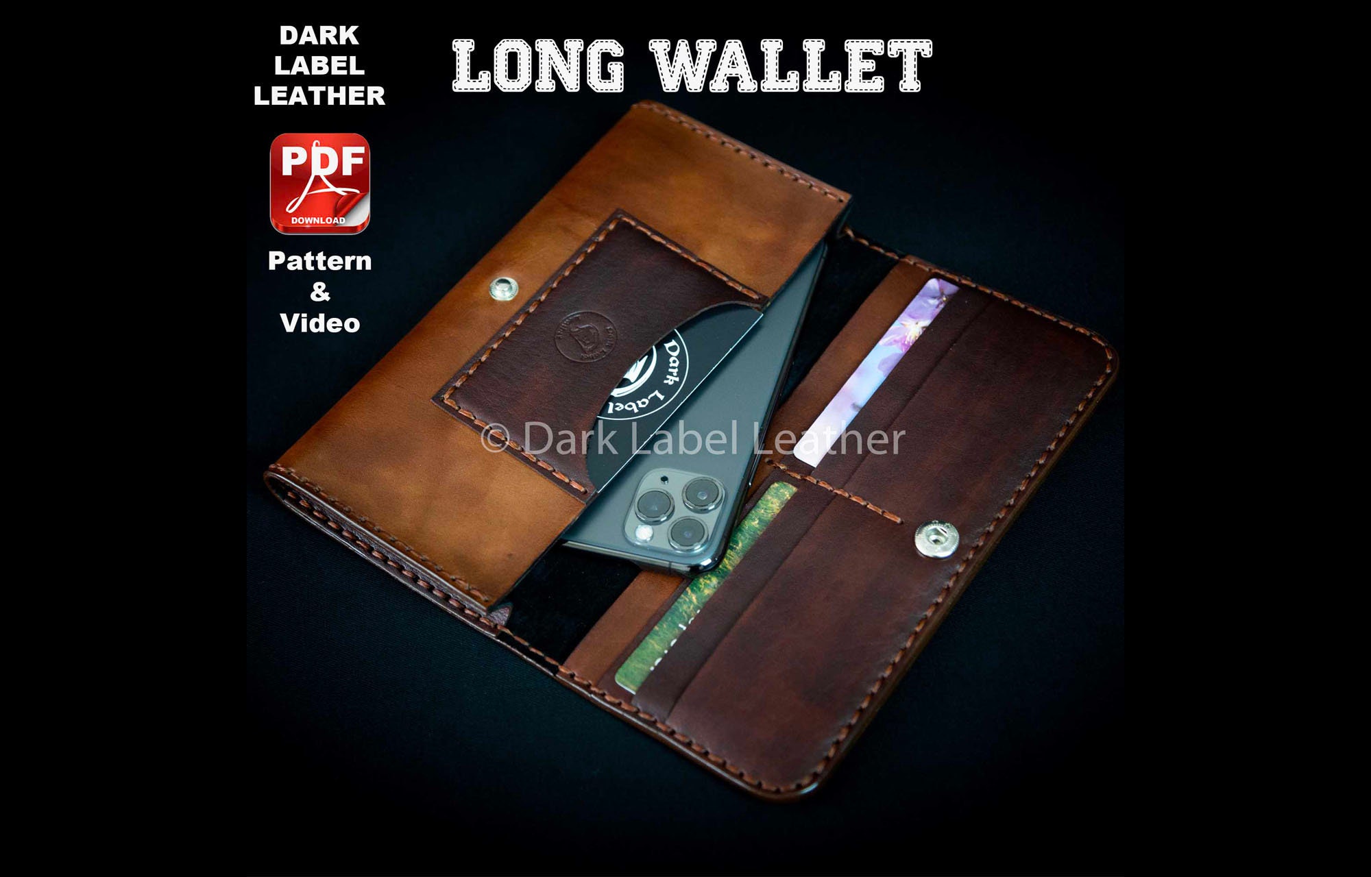 Leather Long Wallet Digital PDF Pattern by Dark Label Leather - Etsy