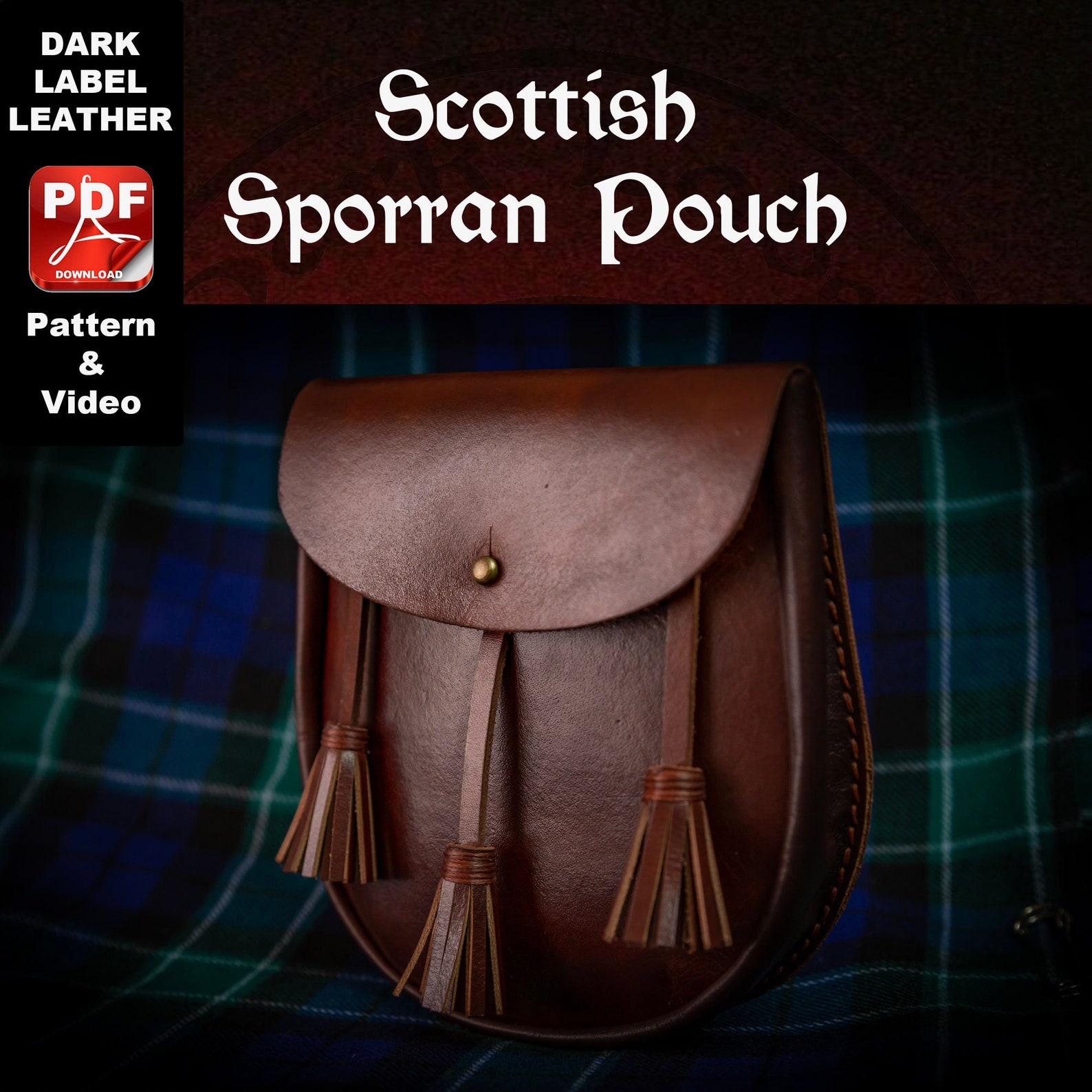 Leather Scottish Sporran Pouch Tutorial and PDF Pattern Digital ...