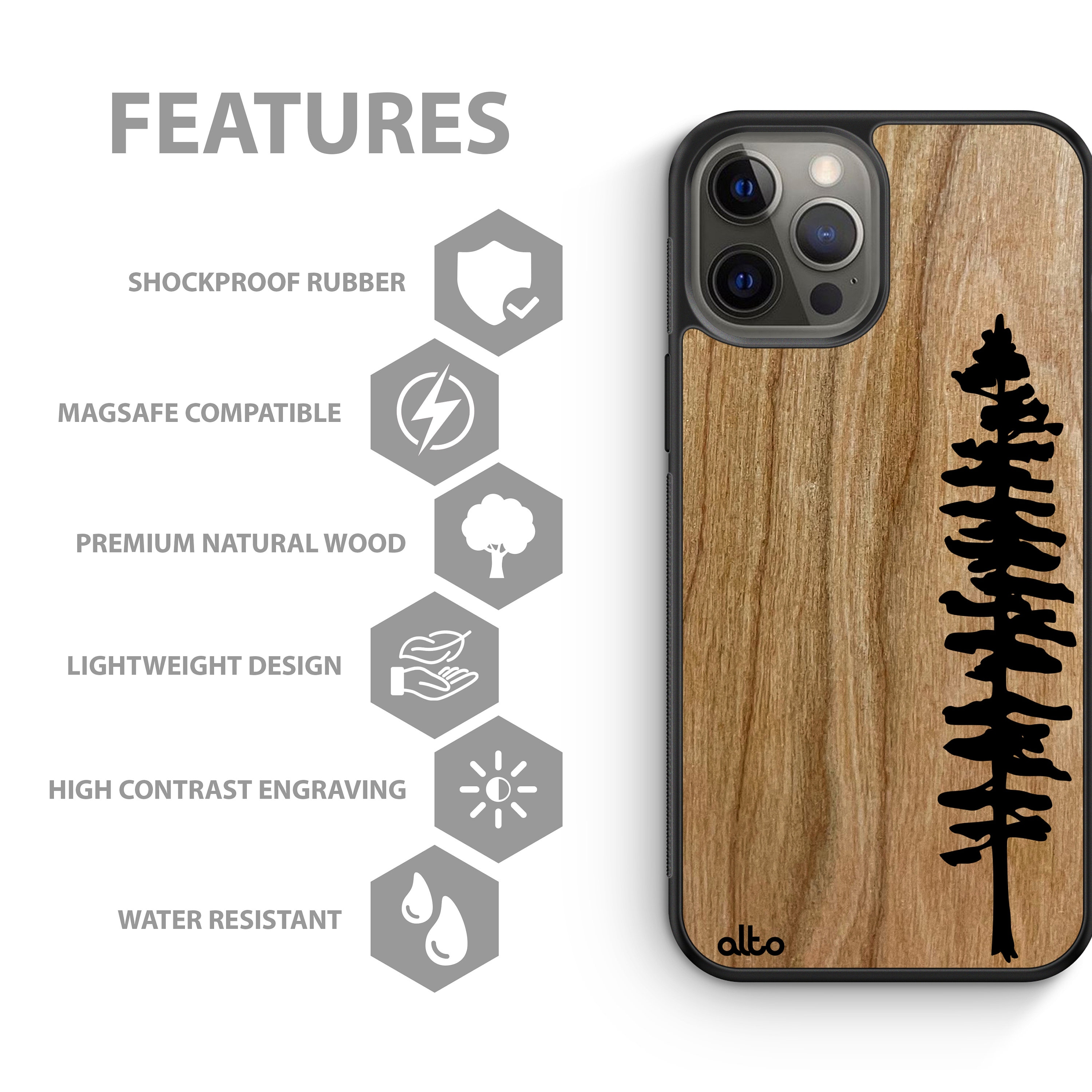 Cherry Sitka Real Wood Iphone Case Iphone 13 12 XR | Etsy