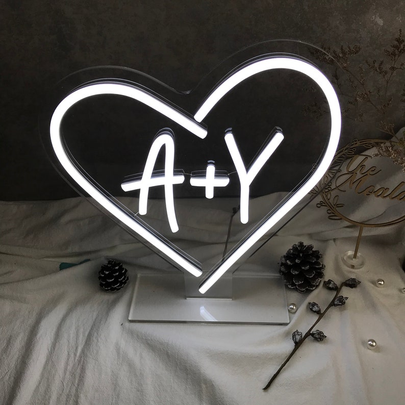 Initials Heart Sign Couple Names Sign Custom Neon Sign | Etsy