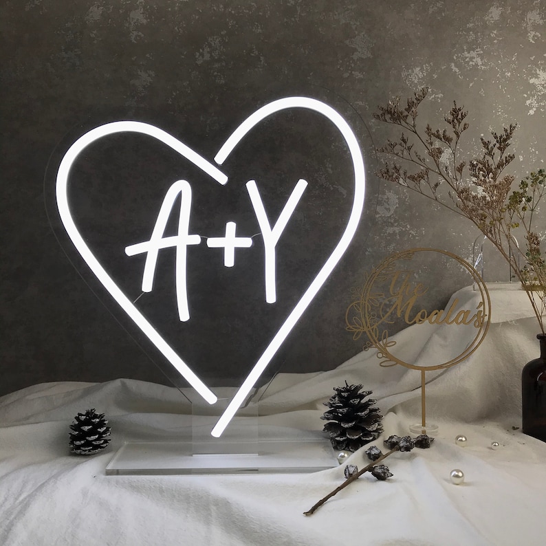 Initials Heart Sign Couple Names Sign Custom Neon Sign | Etsy
