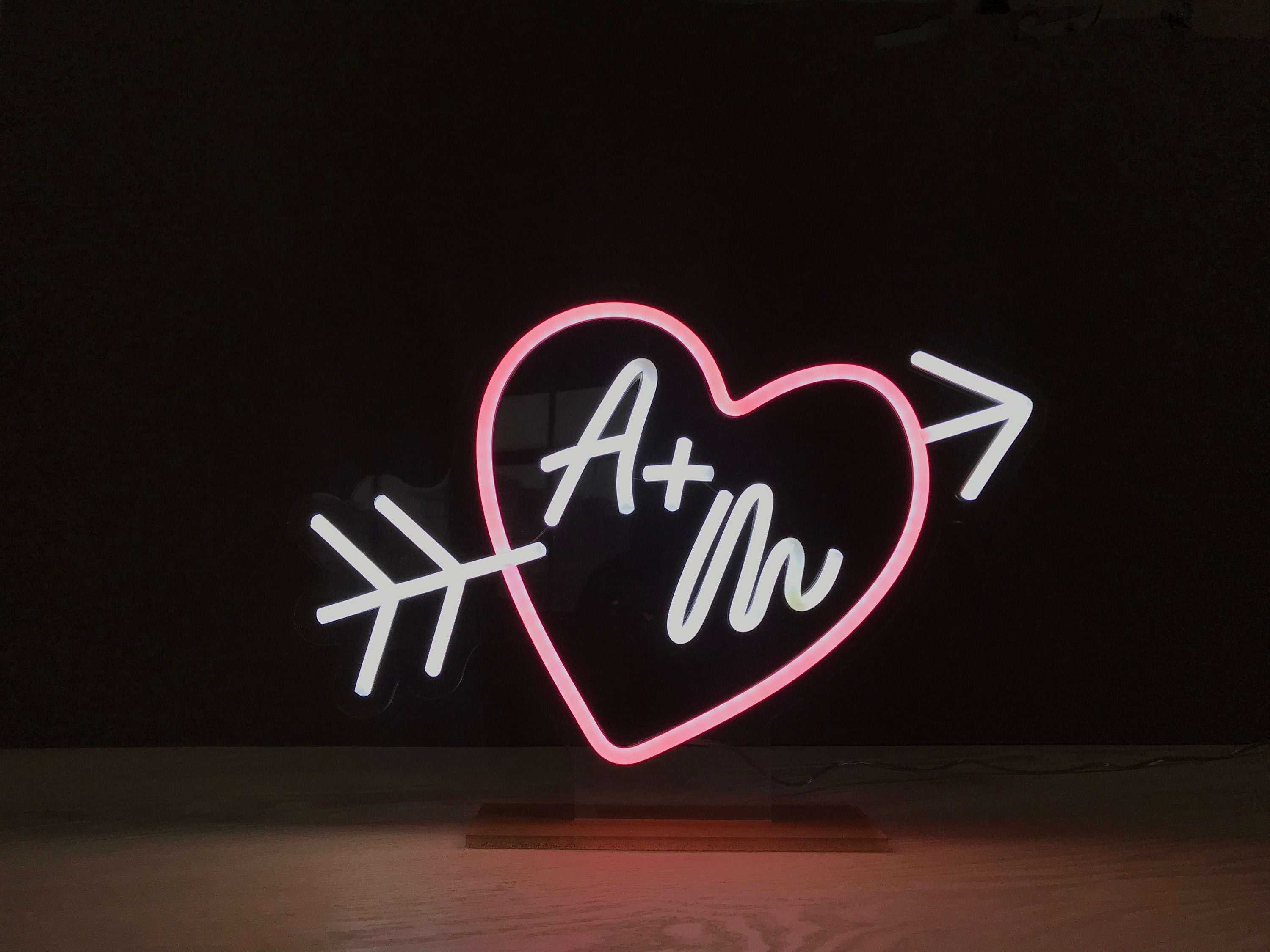 Custom Initials Heart Neon Sign - Wedding Decor - Etsy