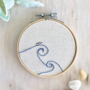 Wave Embroidery Pattern, Minimalist Ocean Hand Embroidery Pattern PDF ...