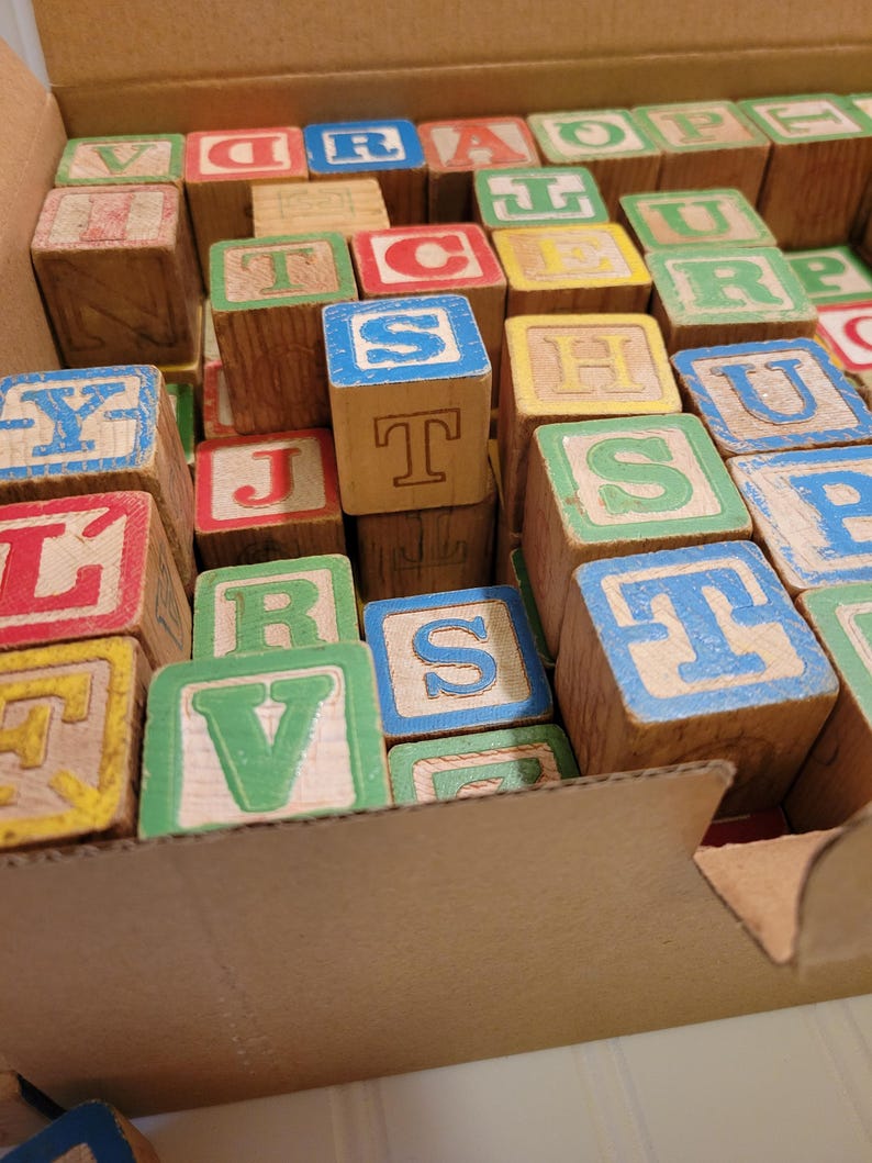 135 Vintage 1950's Wooden Toy Alphabet/numbers Blocks - Etsy
