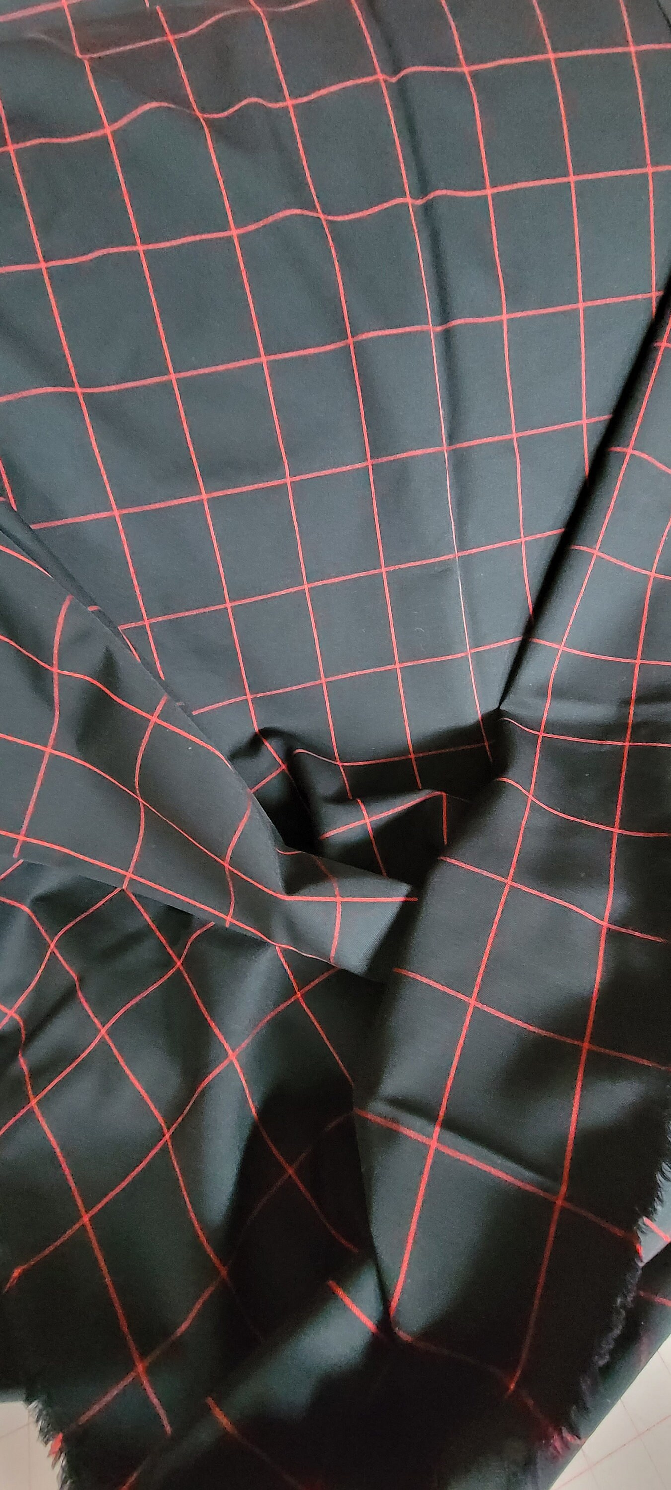 Vintage Pendleton Black & Red Check Wool Fabric - Etsy