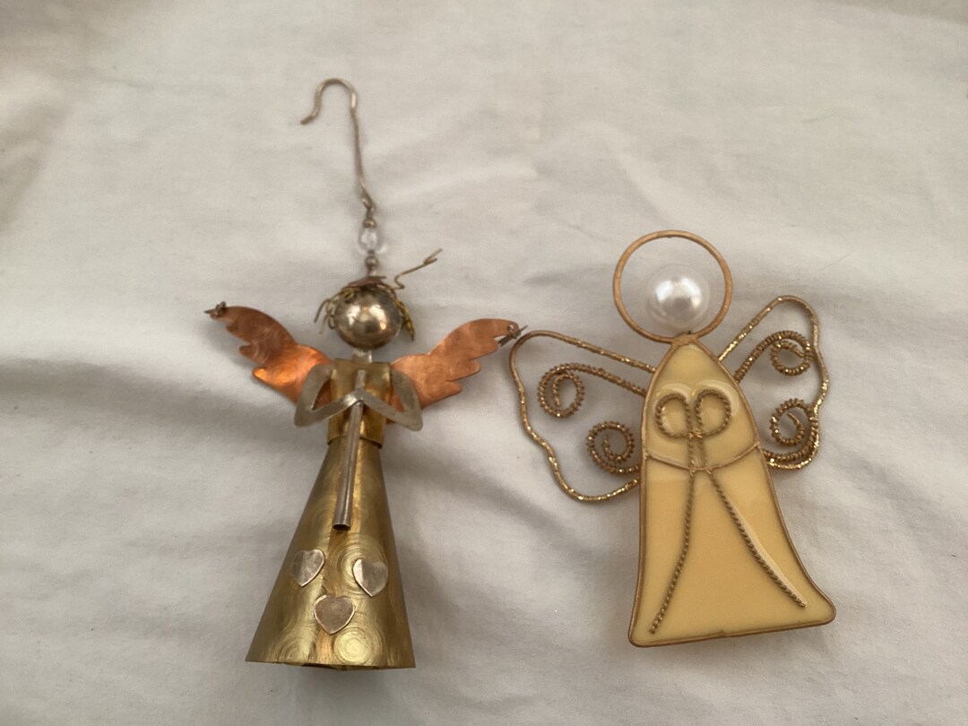 Two Metal Upcycled Christmas Angels Ornaments - Etsy