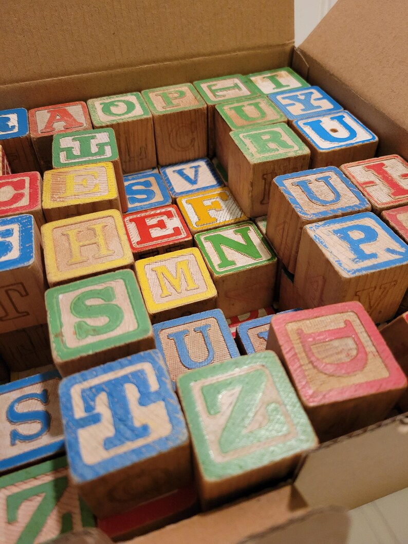 135 Vintage 1950's Wooden Toy Alphabet/numbers Blocks - Etsy