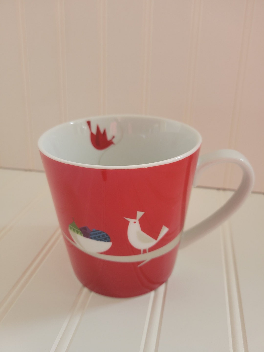 Christmas Red & White Starbucks Mug/cup With Bird - Etsy