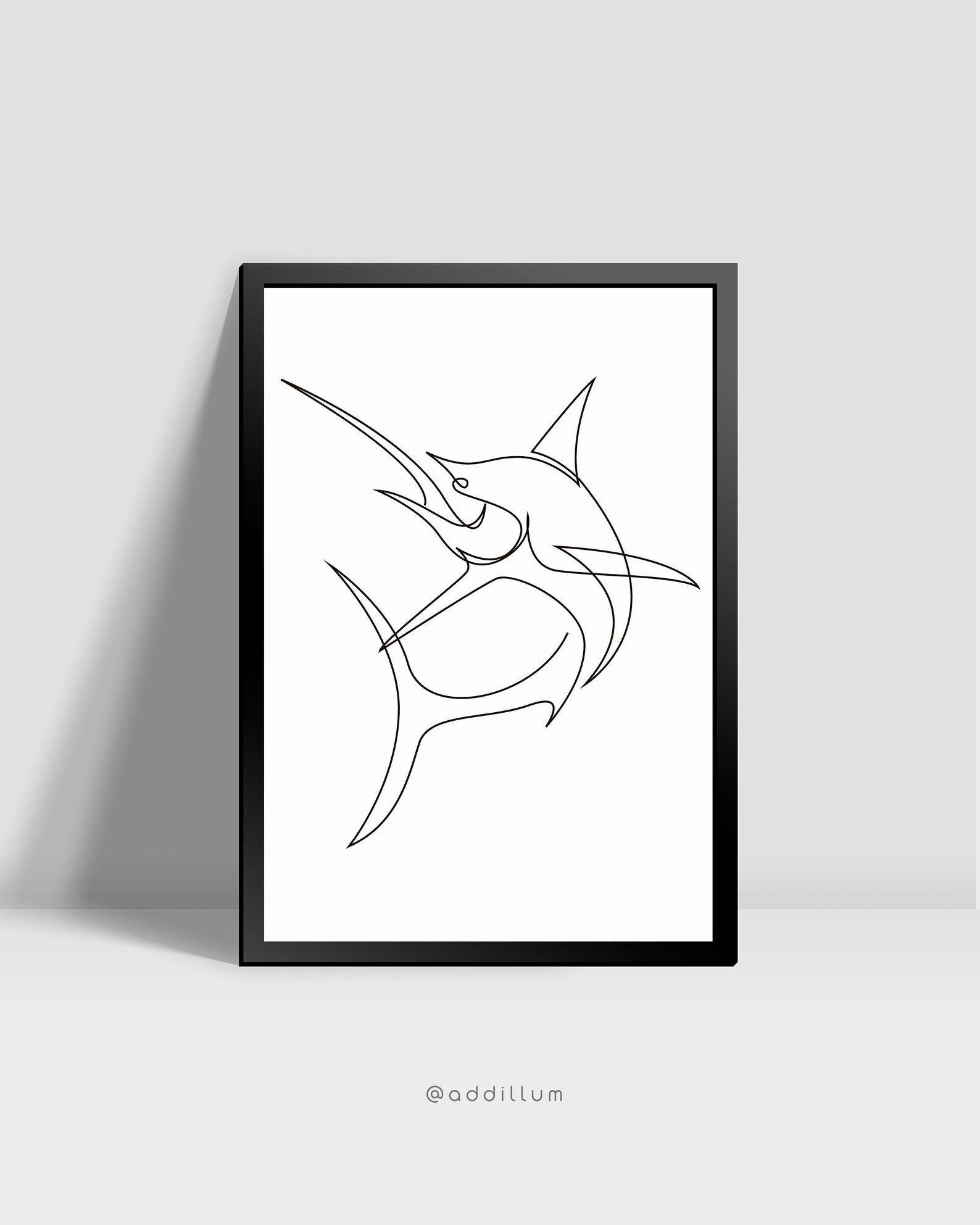 Marlin Doodle Print Marline One line Abstract Drawing Wall | Etsy