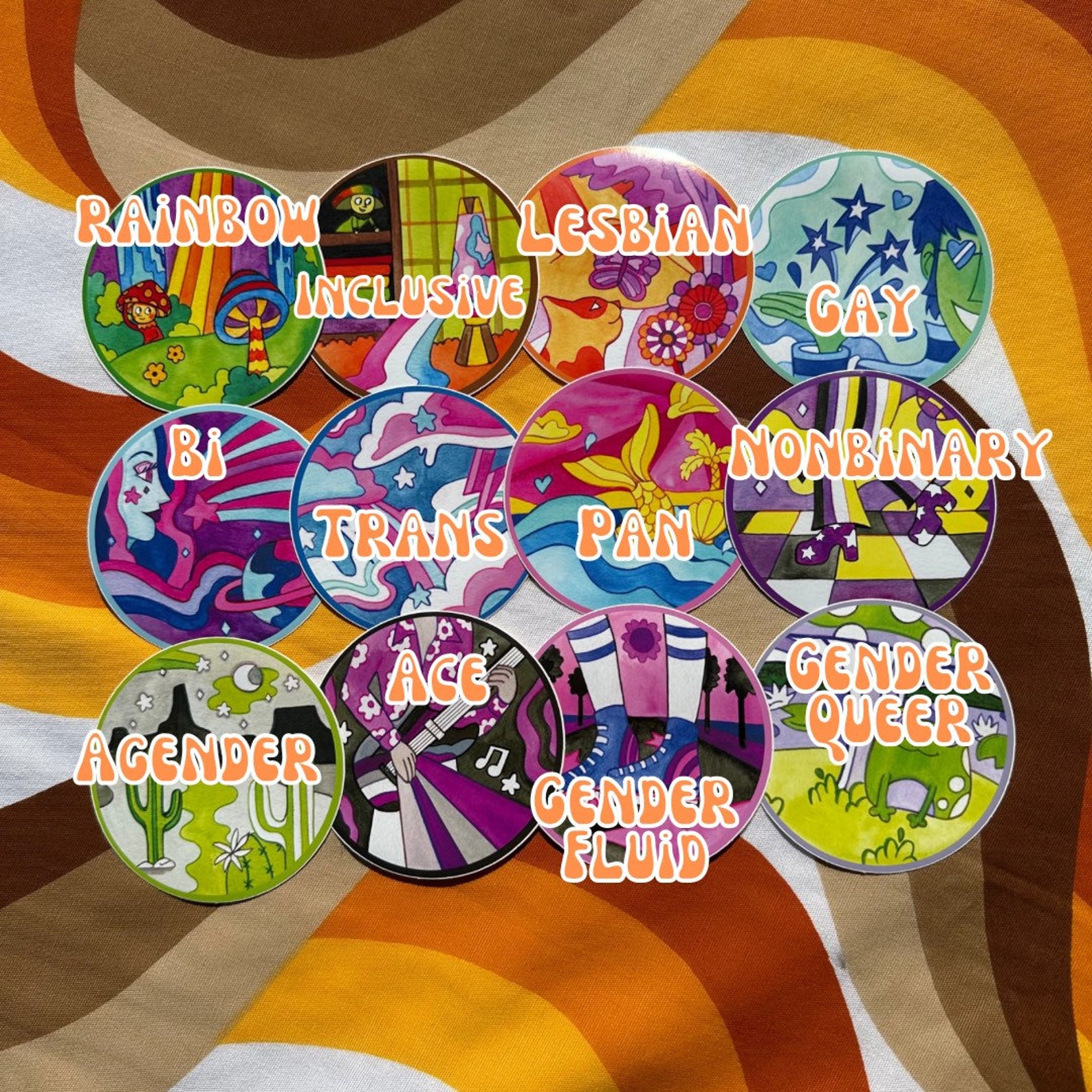 Subtle Pride Stickers 3 Inch 60s Inspired - Etsy