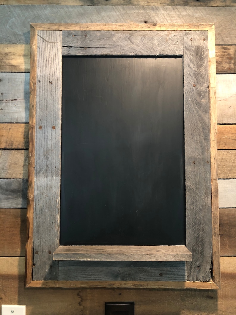 Rustic Reclaimed Wood Chalkboard With Shelf - Etsy