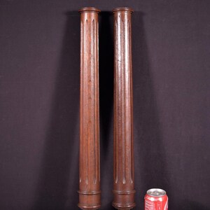 25 Pair of French Antique Solid Oak Wood Support Posts Pillars W/flat ...