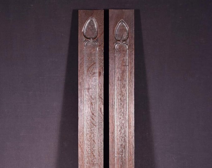 Pair of Antique Gothic Carved Architectural Trim Panels in Solid Oak ...