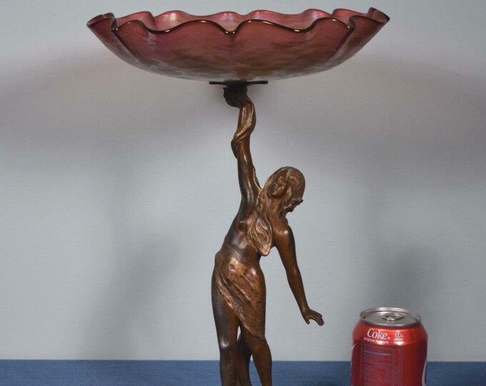 French Antique Sculpture Bronzed Spelter With Glass Bowl/ Serving Dish ...