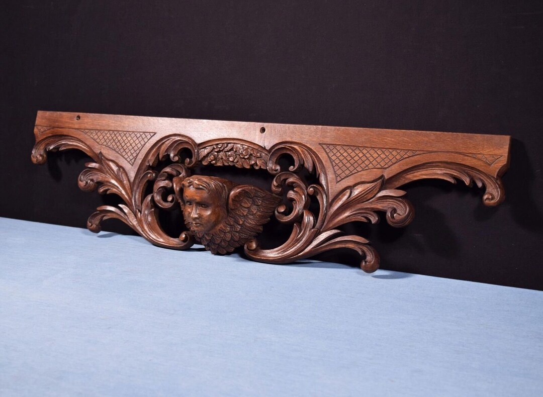 32 Vintage French Crest/pediment/crown in Solid Oak Wood With Angel ...