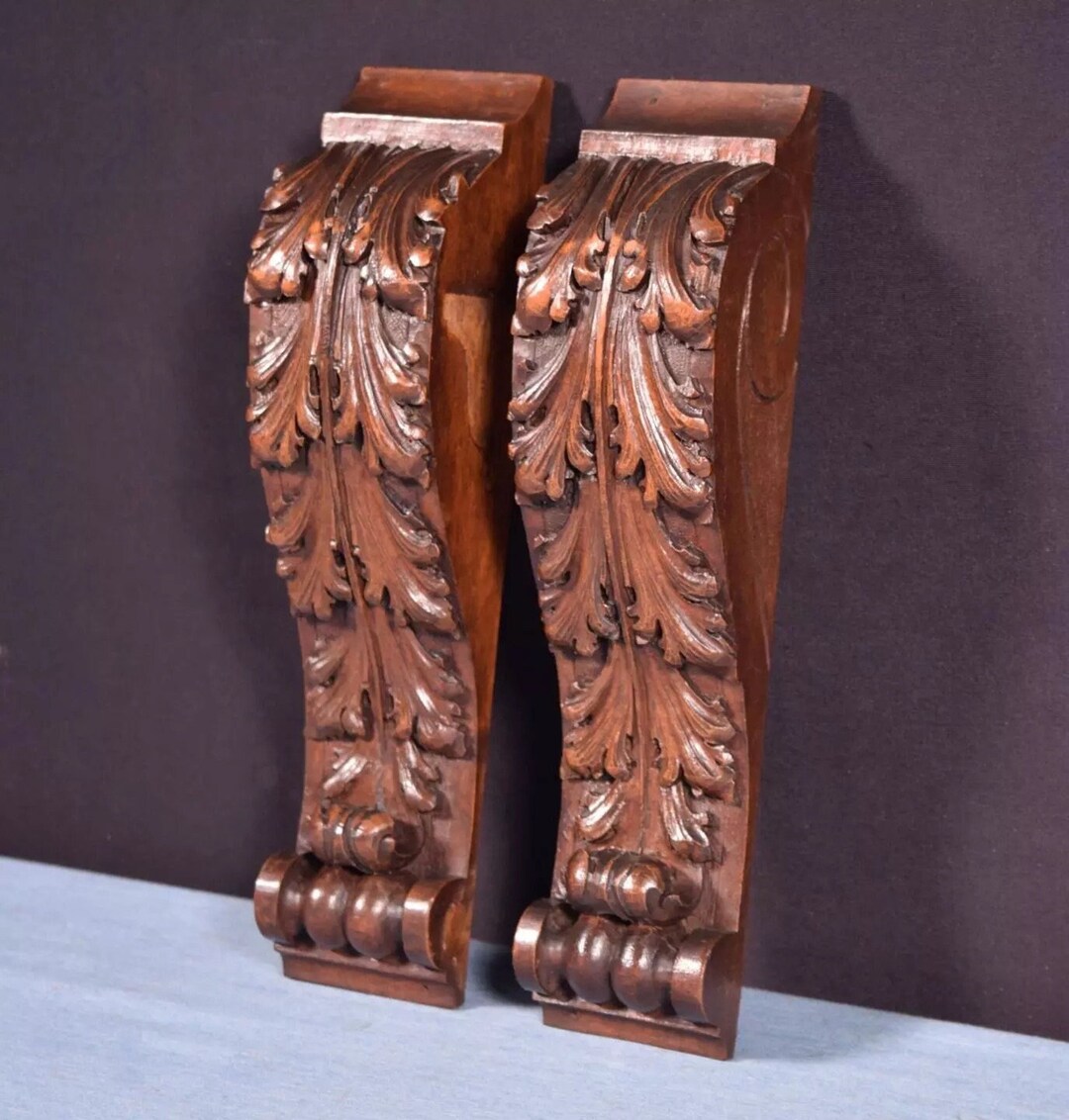 Pair of 11 French Antique Highly Carved Corbels/pillars/brackets Solid ...