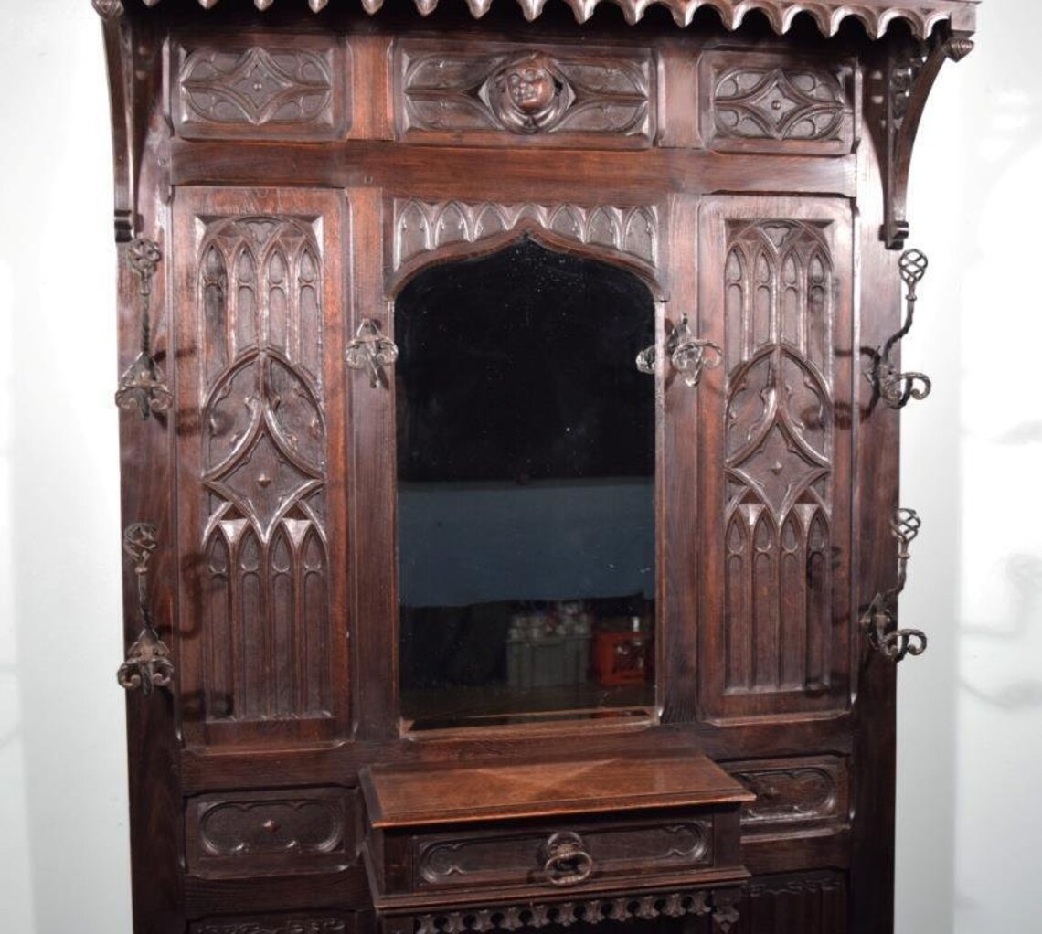 Antique French Gothic Hall Tree/hall Stand/coat/hat Rack in - Etsy
