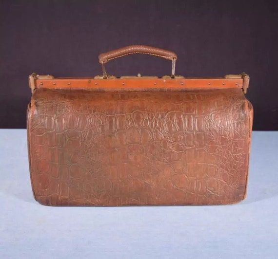 Antique French Leather Bag/ Satchel with A.P. Monogra… - Gem
