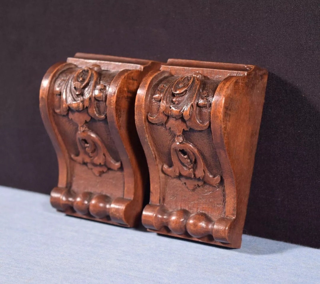 Pair of 4" French Antique Highly Carved Corbels/pillars/brackets Solid ...