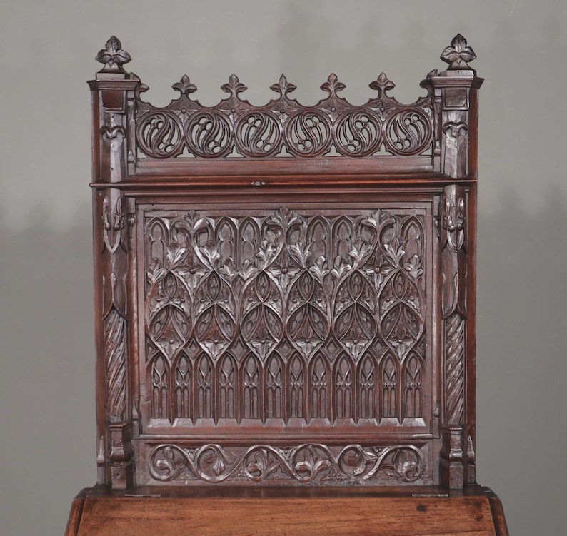 Antique French Solid Walnut Wood Church Prie Dieu/prayer Cabinet/altar ...