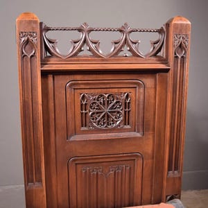 74" Long French Antique Neo Gothic Day Bed Solid Walnut With Green Silk ...
