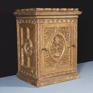 Antique French Gothic Tabernacle/shrine/cabinet With Two Locks/glass ...